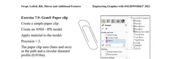 Solved Swept, Lofted, Rib, Mirror and Additional Features | Chegg.com