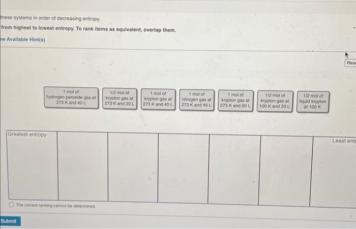 Solved these systems in order of decreasing entropy. from | Chegg.com