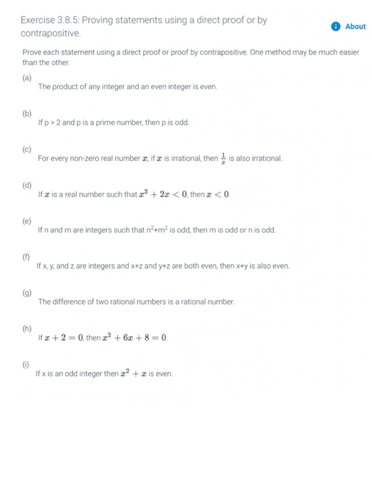 Solved Exercise 3.8.5: Proving statements using a direct | Chegg.com