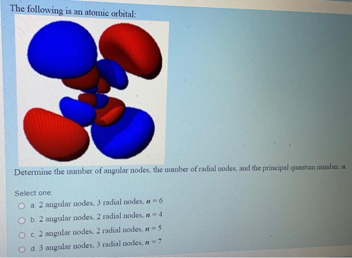 Solved The following is an atomic orbital: Determine the | Chegg.com