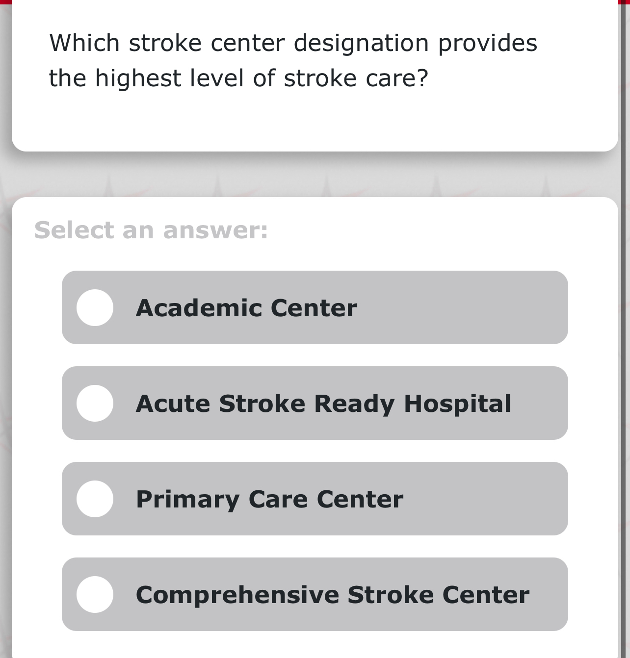 Solved Which stroke center designation provides the highest | Chegg.com