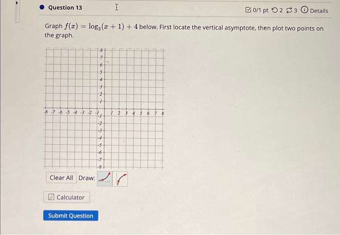 Solved Graph f(x)=log3(x)+1 below. First locate the vertical | Chegg.com