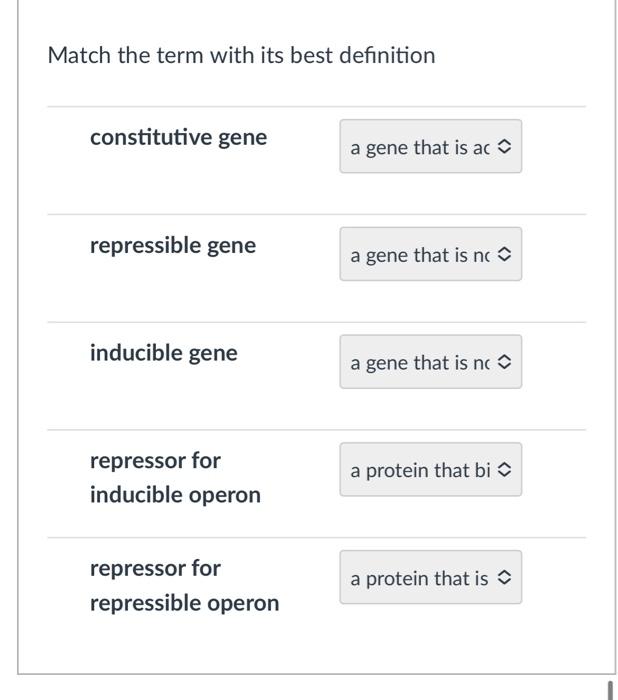 Solved Match the term with its best definition constitutive | Chegg.com