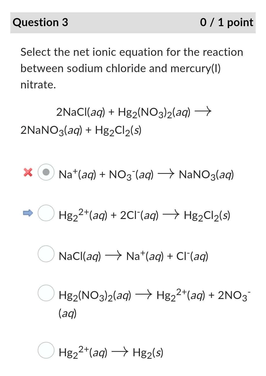 Solved Select the net ionic equation for the reaction | Chegg.com