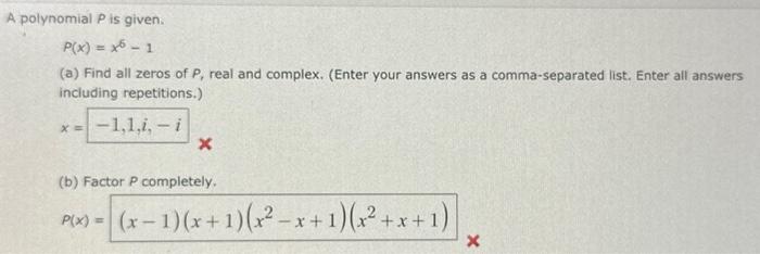 Solved A polynomial P is given. P(x)=x5−1 (a) Find all zeros | Chegg.com