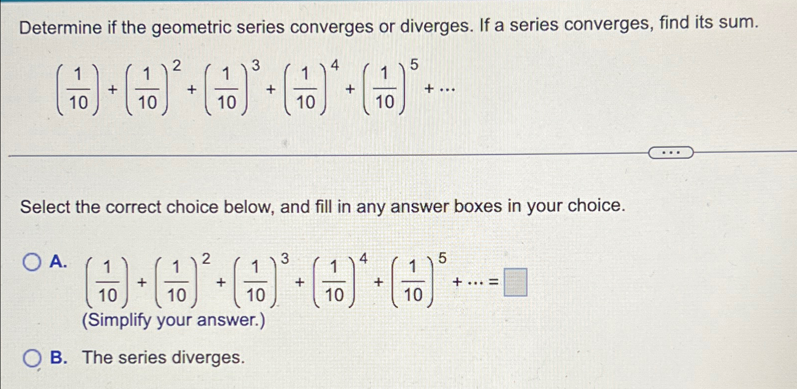 Solved Determine if the geometric series converges or | Chegg.com