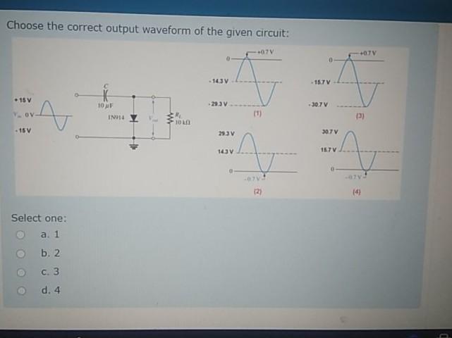 Solved Choose the correct output waveform of the given | Chegg.com