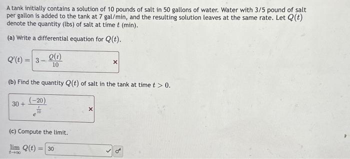 Solved A tank initially contains a solution of 10 pounds of | Chegg.com
