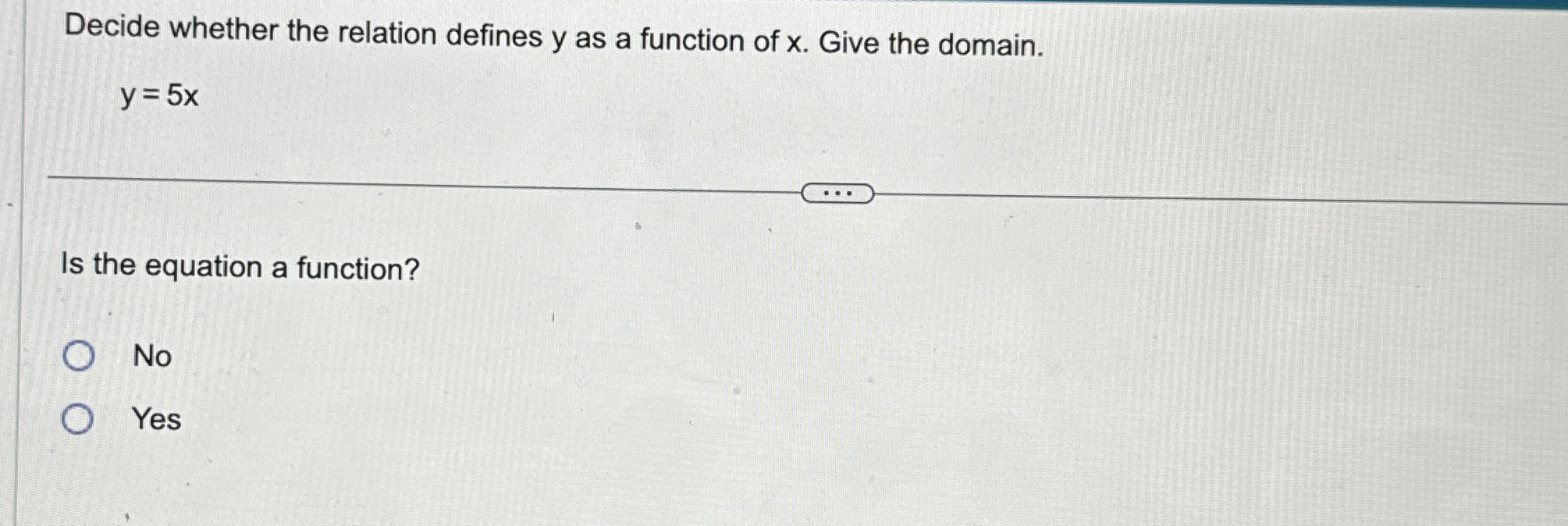 Solved Decide whether the relation defines y ﻿as a function | Chegg.com