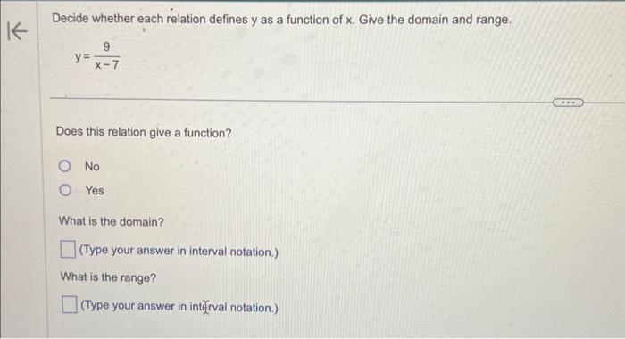 Solved Decide whether each relation defines y as a function | Chegg.com