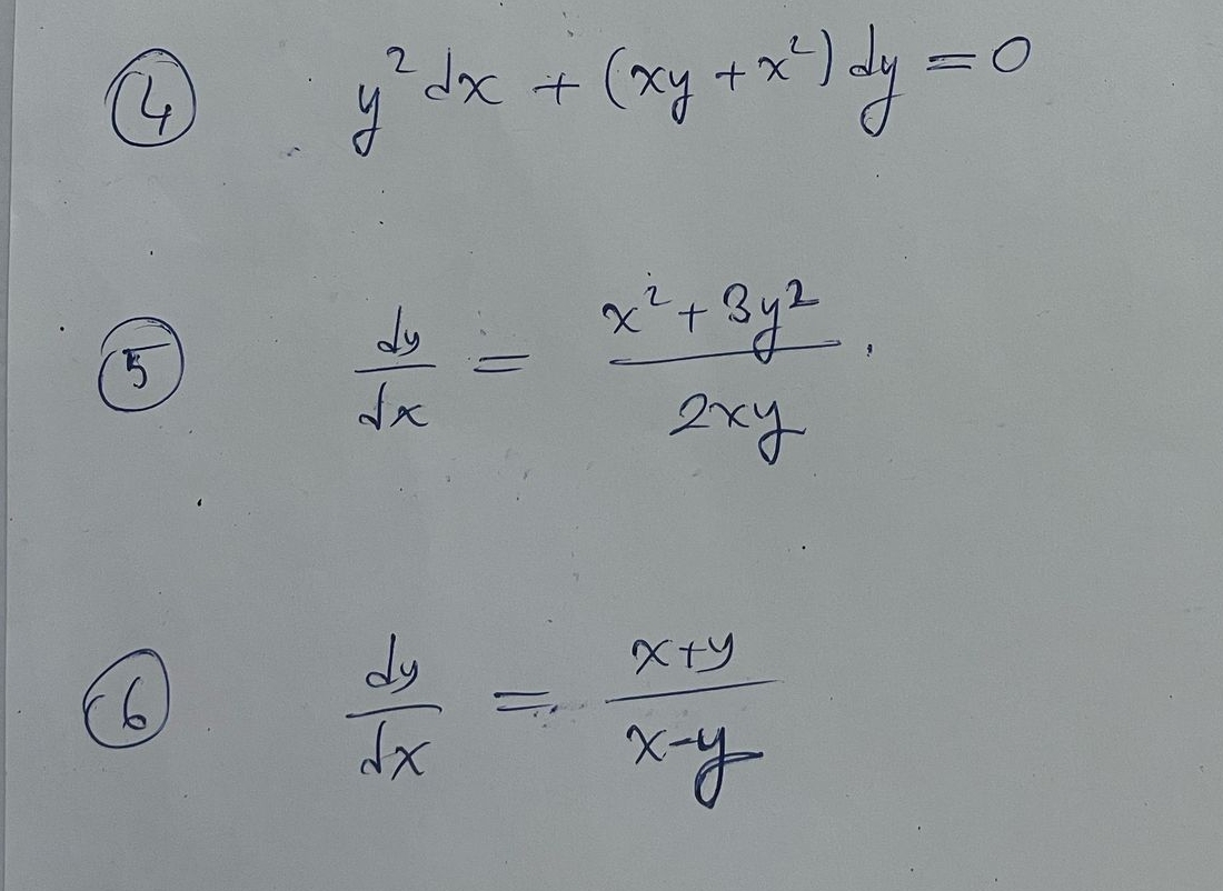 Solved (4) y2dx+(xy+x2)dy=0.Which is the solution of the | Chegg.com