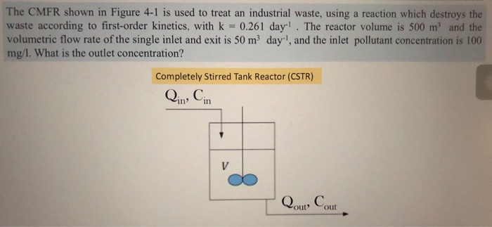 Solved The CMFR shown in Figure 4-1 is used to treat an | Chegg.com