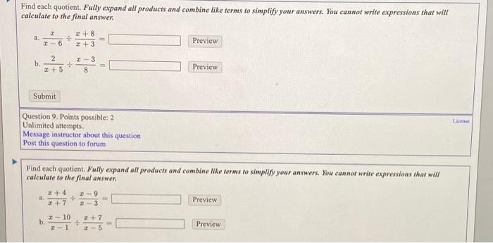 Solved Find each quotient. Fully expand all products and | Chegg.com