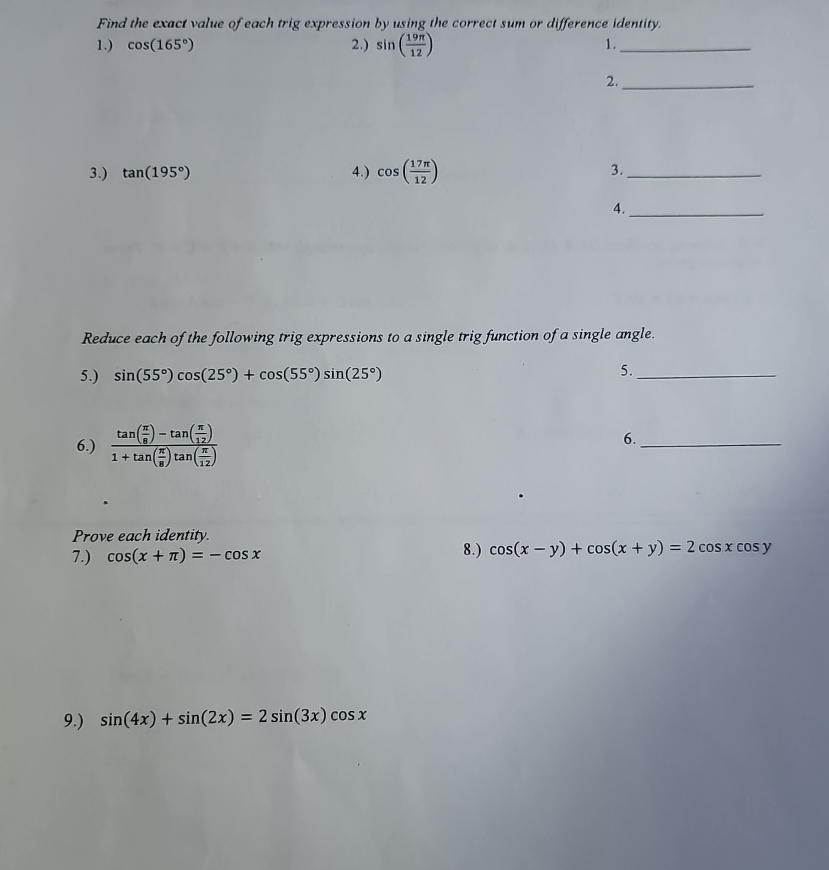 Solved Find the exact value of each trig expression by using | Chegg.com