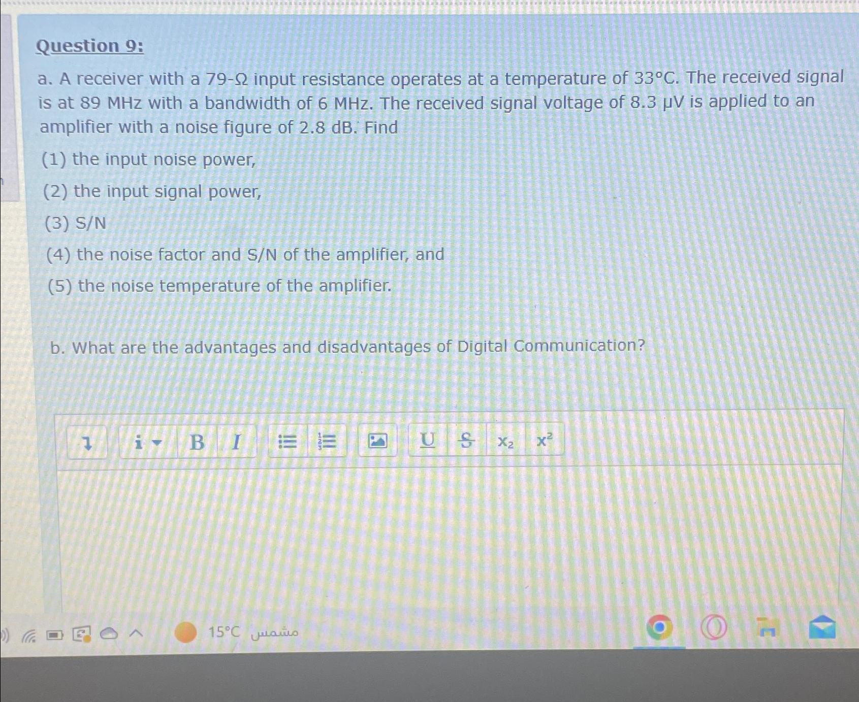 Question 9:a. ﻿A receiver with a 79-Ω ﻿input | Chegg.com