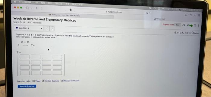 Solved row copration. If not posstble, eacer all to. | Chegg.com