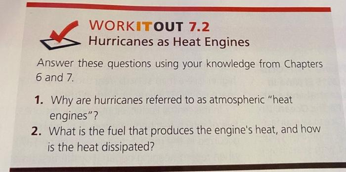 Solved WORKITOUT 7.2 Hurricanes as Heat Engines Answer these | Chegg.com