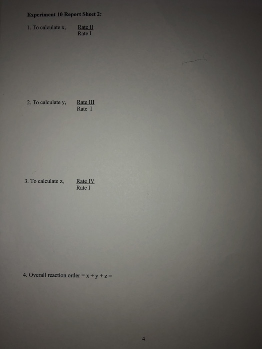 Solved Experiment 10 Report Sheet 1: Data and Calculations | Chegg.com
