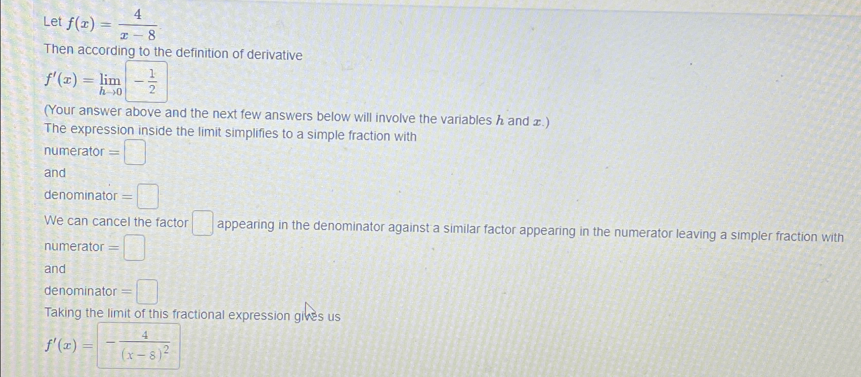 Solved Let f(x)=4x-8Then according to the definition of | Chegg.com
