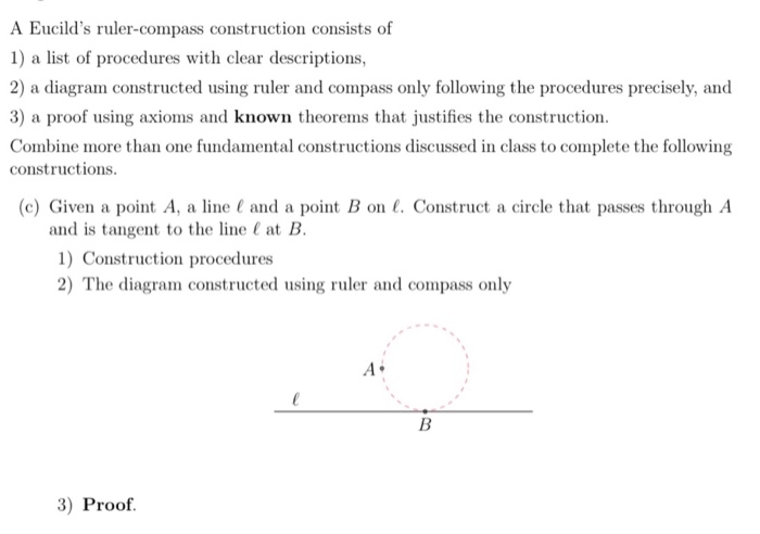 Solved A Eucild's ruler-compass construction consists of 1) | Chegg.com