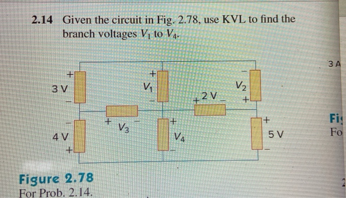 Solved 2.14 Given the circuit in Fig. 2.78, use KVL to find | Chegg.com