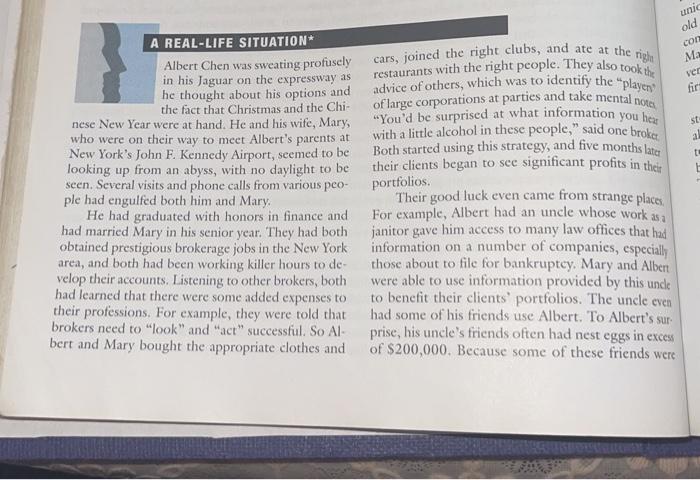 Solved REAL-LIFE SITUATION* Albert Chen was sweating | Chegg.com