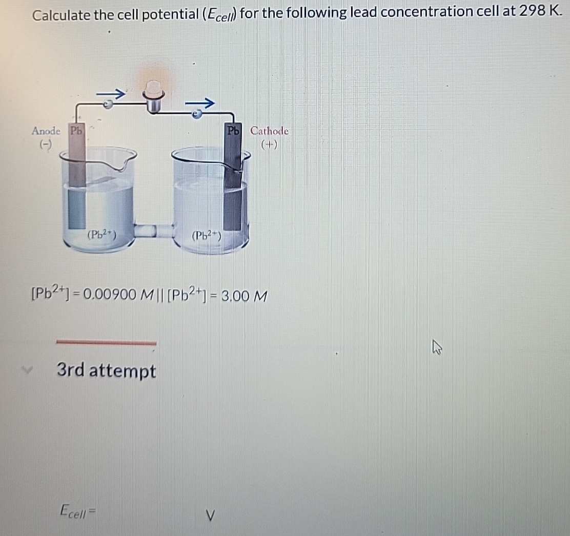 Solved Calculate The Cell Potential Ecell ﻿for The