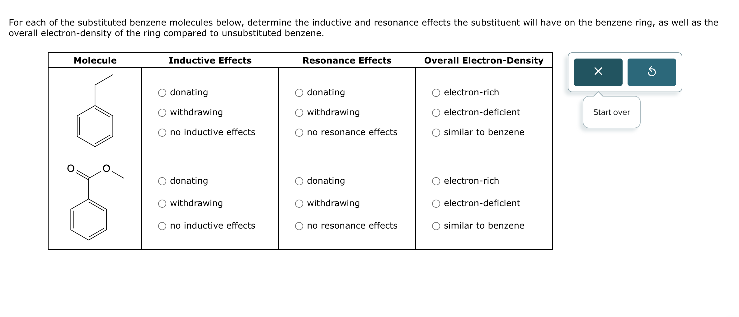 Solved For each of the substituted benzene molecules below, | Chegg.com