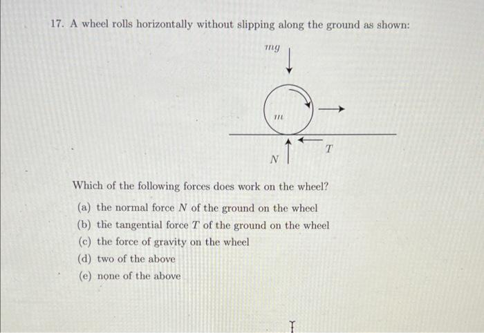 Solved 17. A wheel rolls horizontally without slipping along | Chegg.com