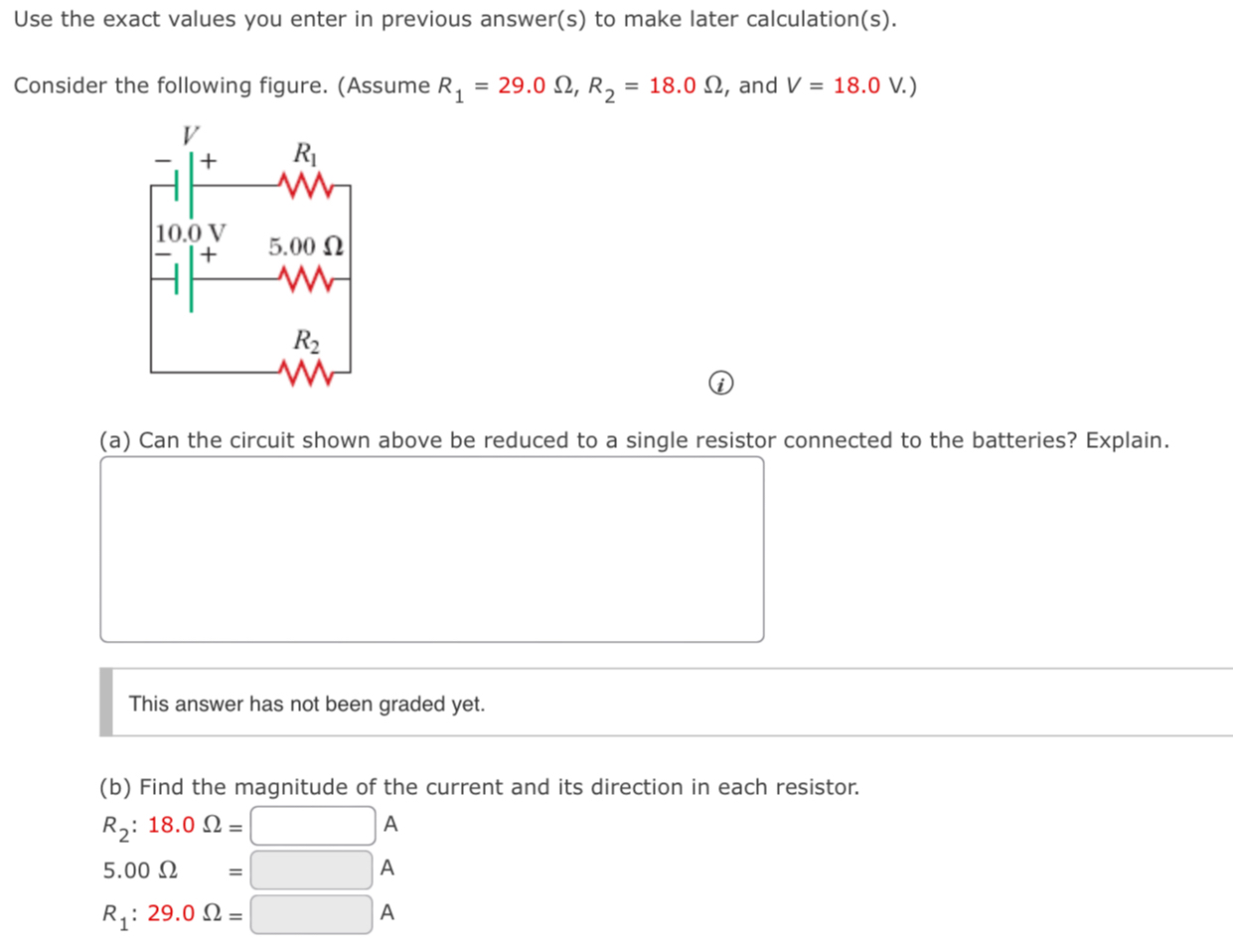 Solved Use the exact values you enter in previous answer(s) | Chegg.com