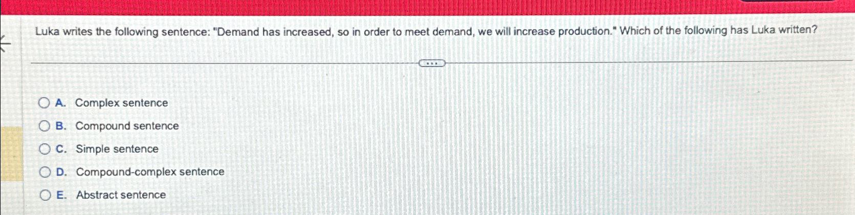 Solved Luka writes the following sentence: "Demand has | Chegg.com
