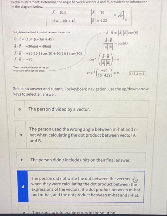 Solved A solution to a problem is shown below. Which of the | Chegg.com