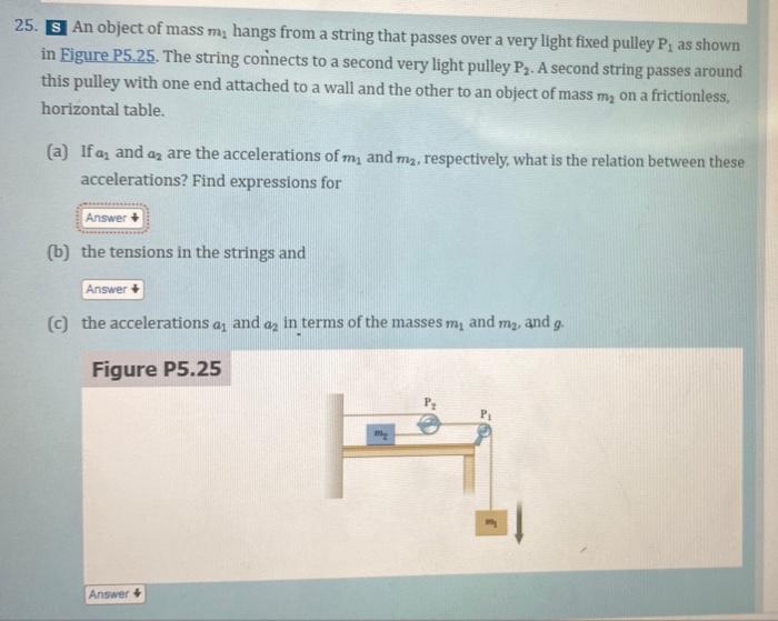Solved a 25. S An object of mass me hangs from a string that | Chegg.com