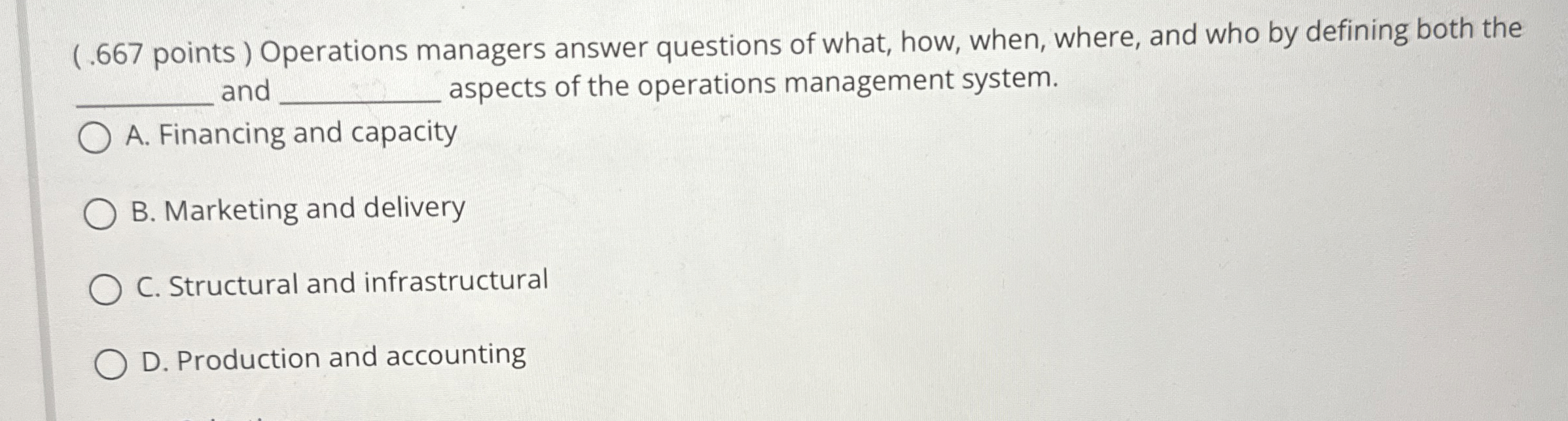 Solved ( .667 ﻿points ) ﻿Operations managers answer | Chegg.com