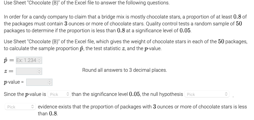 Solved Use Sheet "Chocolate (B)" ﻿of the Excel file to | Chegg.com