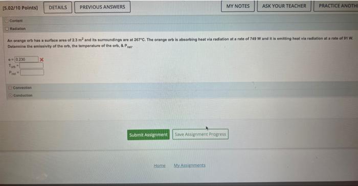 Solved Drtermine the emissivily of the orb, the temperature | Chegg.com