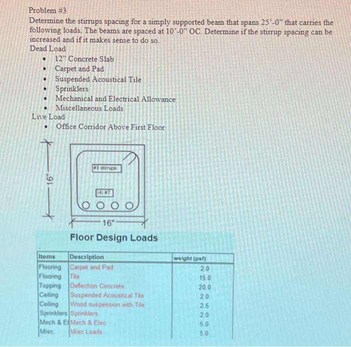 Solved Problem =3 Determine the stirrups spacing for a | Chegg.com