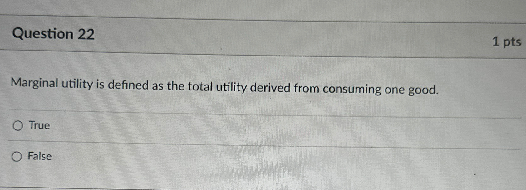 Solved Question 221 ﻿ptsMarginal utility is defined as the | Chegg.com
