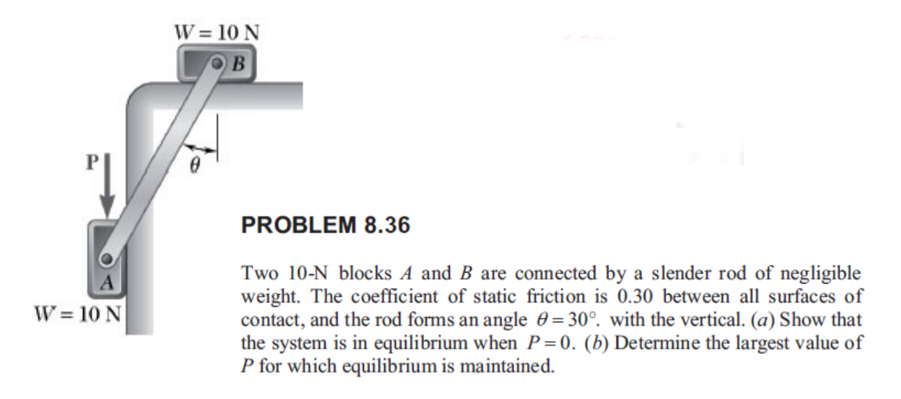 Solved PROBLEM 8.36Two 10-N blocks A and B are connected by | Chegg.com