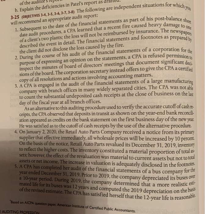Solved 3-25 (OBJECTIVES 3-4,3-5,3-6, 3-7, 3-8) The following | Chegg.com