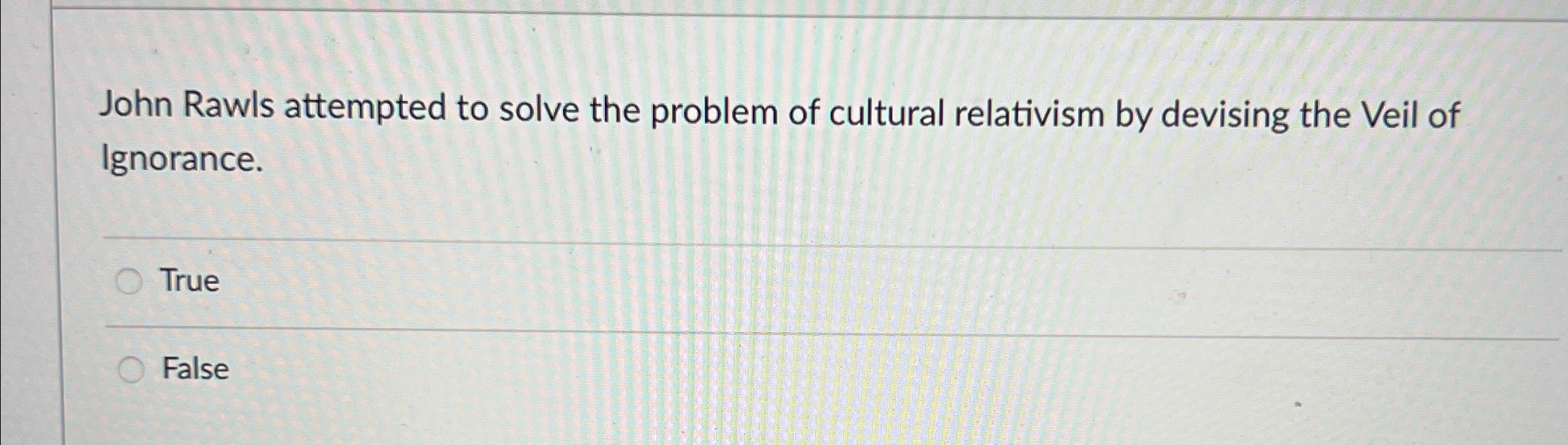 Solved John Rawls attempted to solve the problem of cultural | Chegg.com