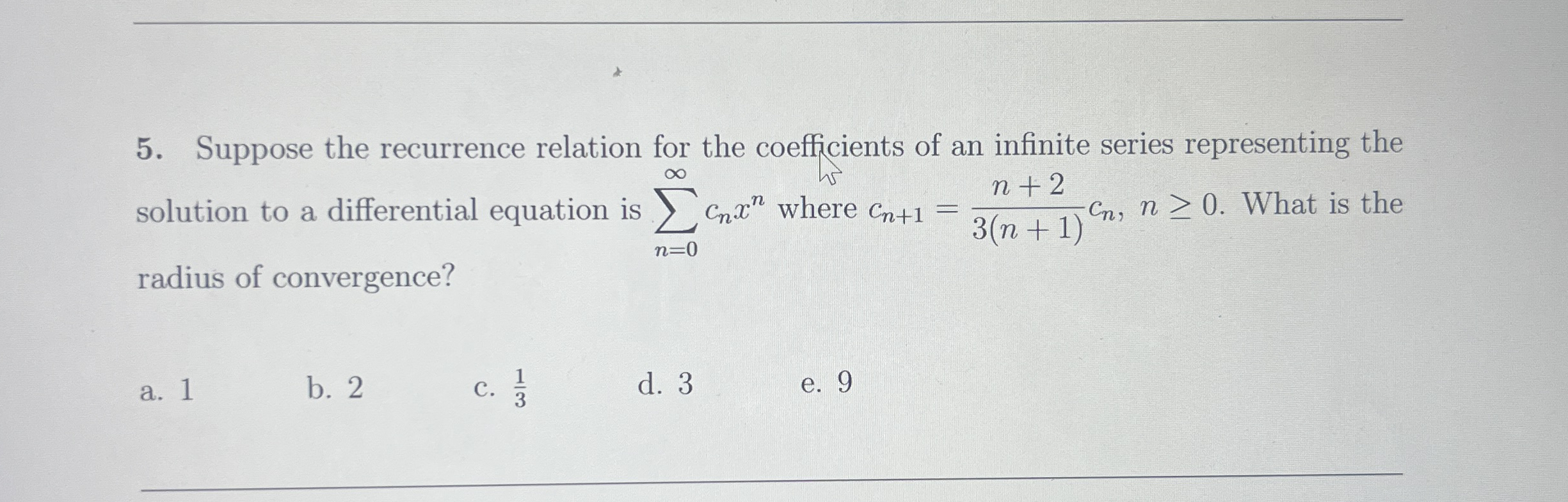 Solved Suppose the recurrence relation for the coefficients | Chegg.com