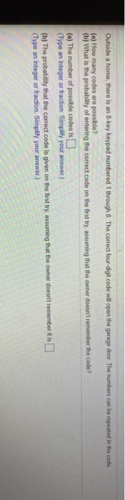 Solved Outside a home, there is an 8-key keypad numbered 1 | Chegg.com