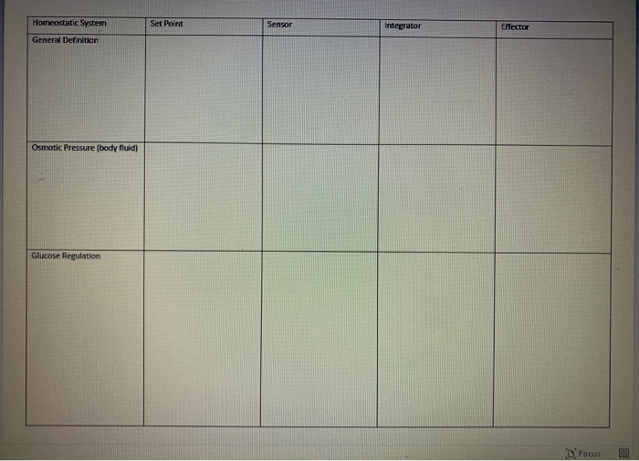 Set Point Sensor Integrator Effector Homeostatic | Chegg.com