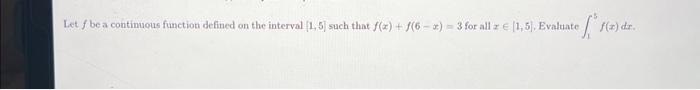 Solved Let f be a continuous function defined on the | Chegg.com