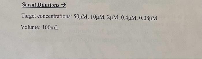 Solved Target concentrations: 50μM,10μM,2μM,0.4μM,0.08μM | Chegg.com