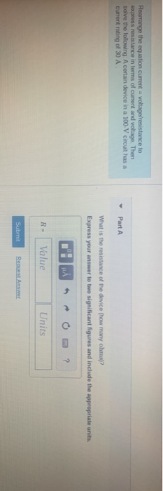 Solved Rearrange the equation current = voltage/resistance | Chegg.com