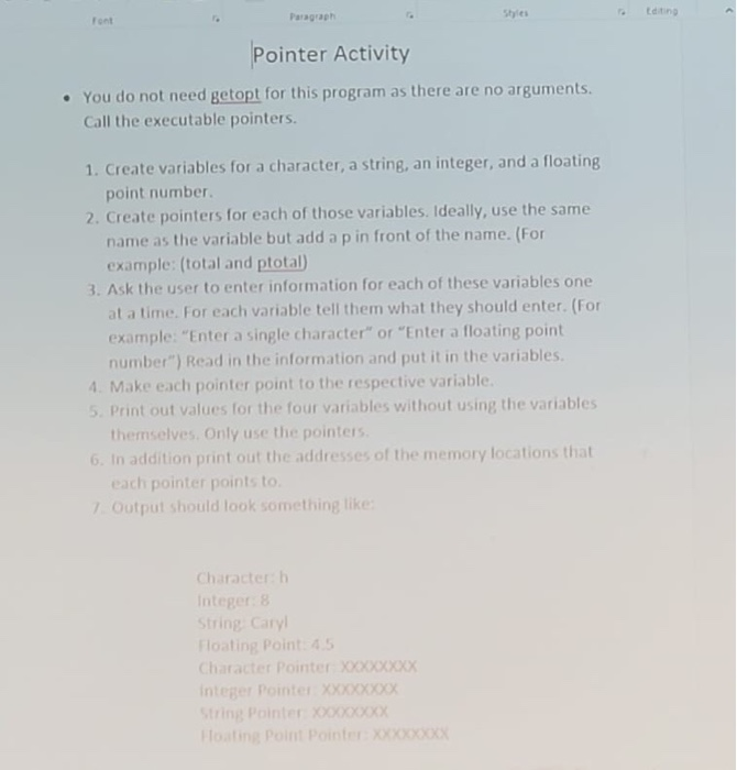 Solved Paragraph Editing Pointer Activity • You do not need | Chegg.com
