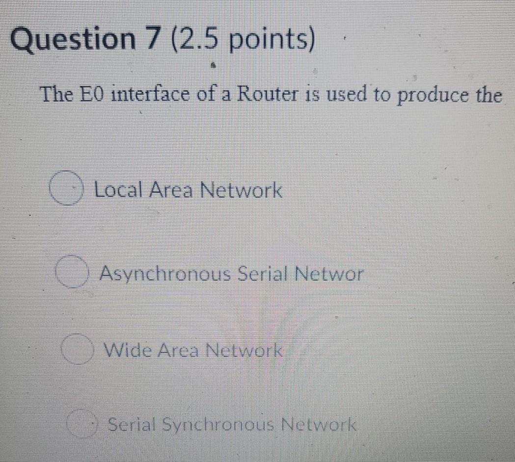Solved Question 5 (2.5 points) SO of RouterA is connected to | Chegg.com