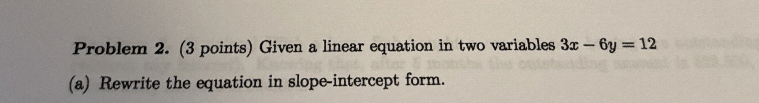Solved Problem 2. (3 ﻿points) ﻿Given a linear equation in | Chegg.com